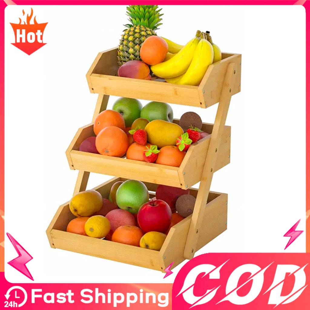 3-Layer Fruit Food Tray Snack Fruit Bread Storage Basket Food Display ...