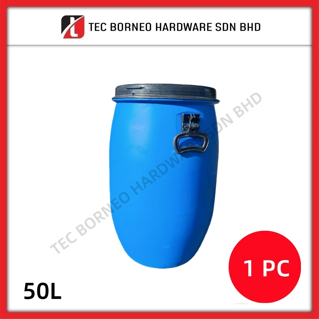 TEC [1PC] 50L USED Tong Air Plastik Biru / Blue Plastic Barrel Drum ...