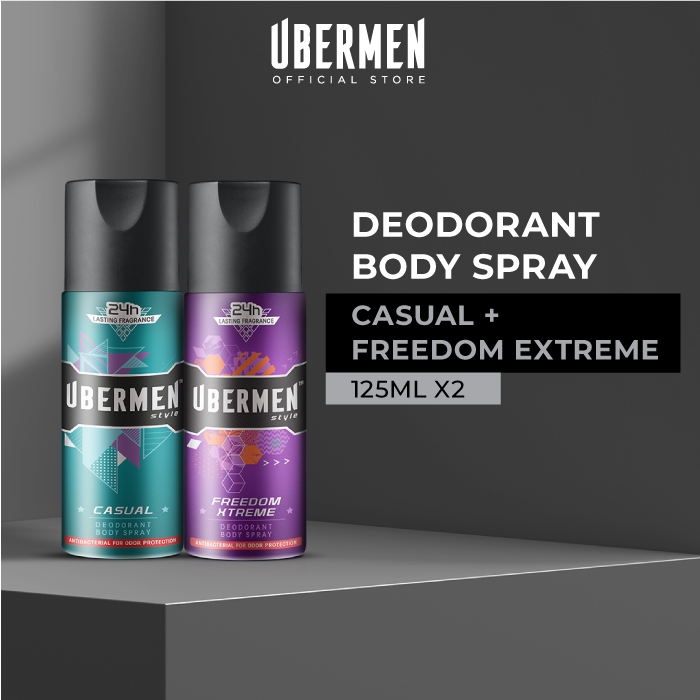 [Bundle of 2] Ubermen Style Deodorant Body Spray (Casual 125ml +Freedom ...