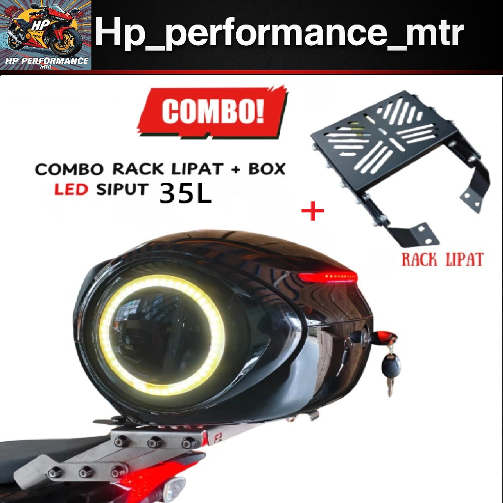 COMBO Box Siput Led Tepi+Brake Motorsikal Box Siput Kilat Top Box COMBO ...