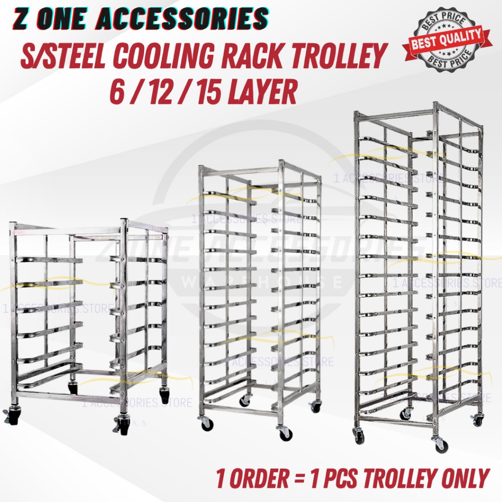 S/Steel Cooling Rack Trolley 6 / 12 / 15 Layer (Bracket U) No Include ...