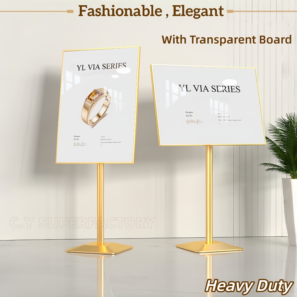 Poster Display Stand Golden Signboard Advertising Stand Metal Heavy ...