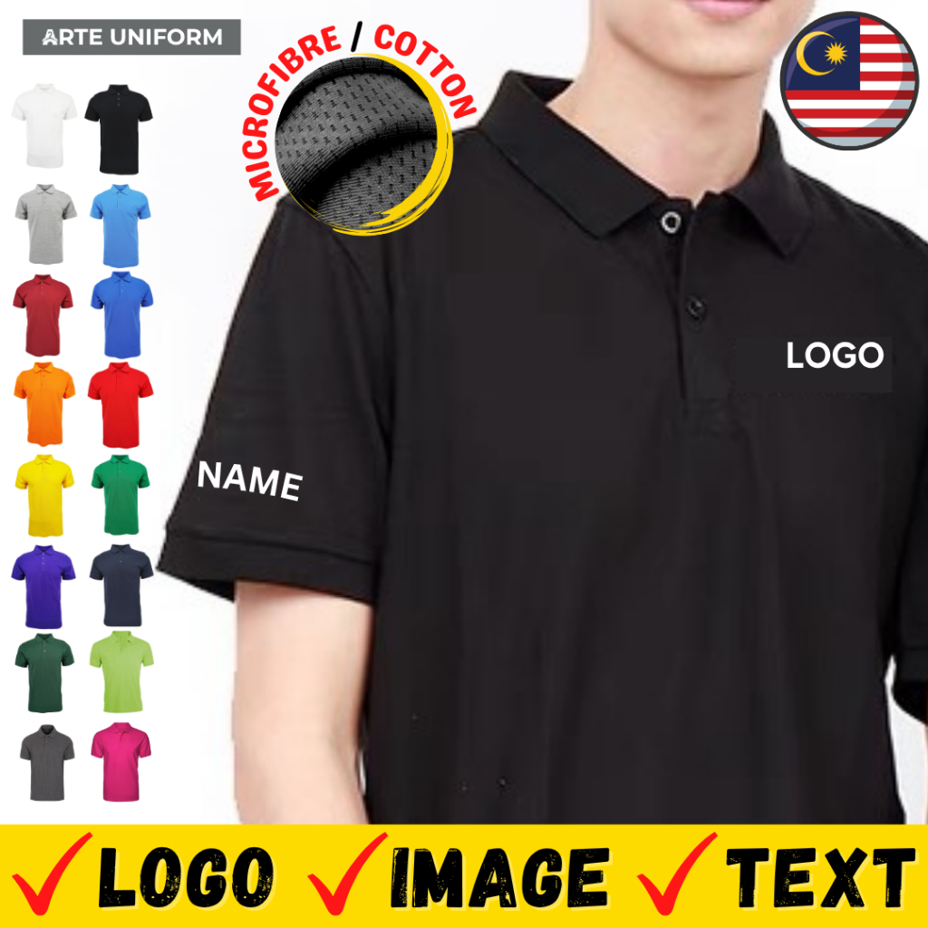 Custom T-shirt Polo Printing Cetak Baju Cotton Jersey Microfibre ...