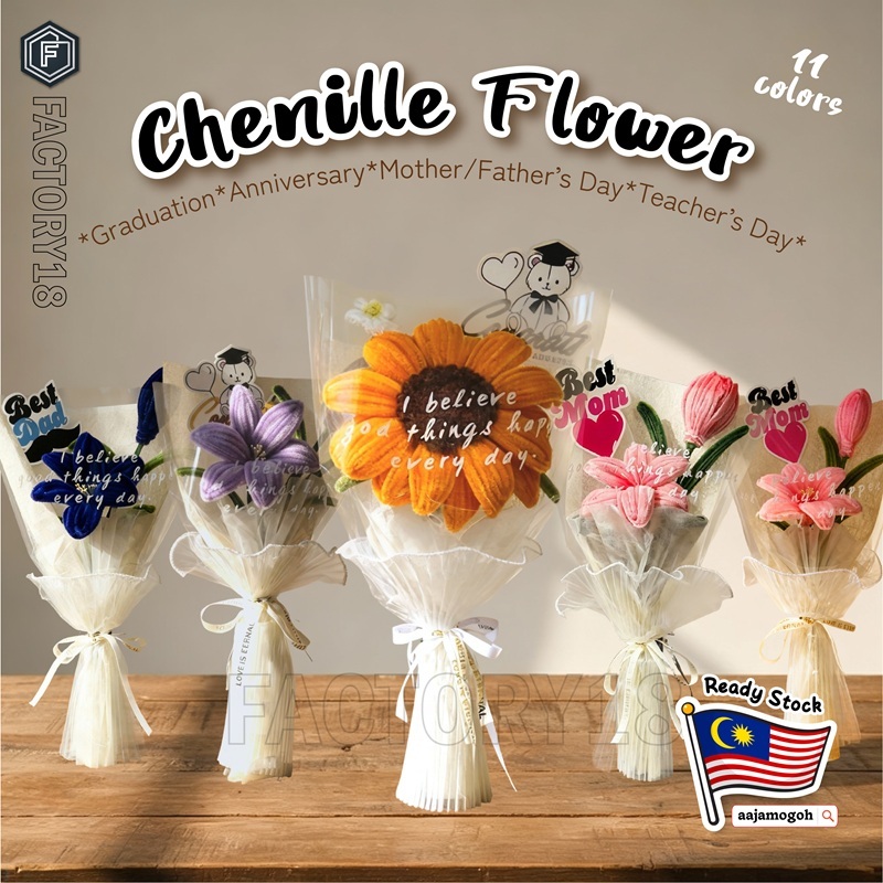 Chenille Flower Bouquet Graduation Bunga Convo Flower Teacher's Day ...