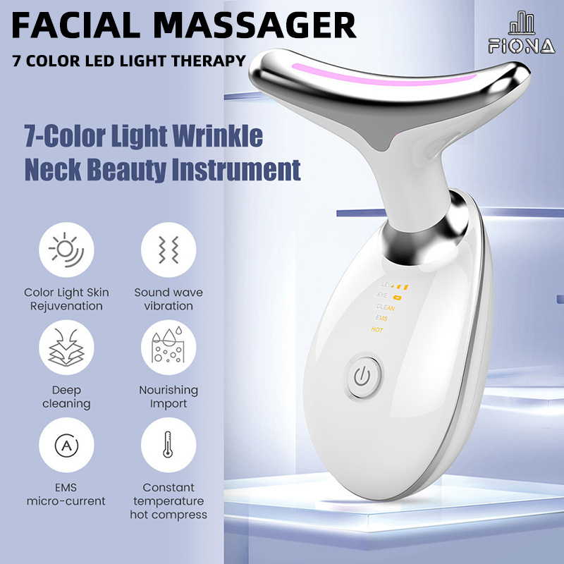 [Fiona] 7 Color Led Face Neck Massager EMS Microcurrent for Skin Care ...