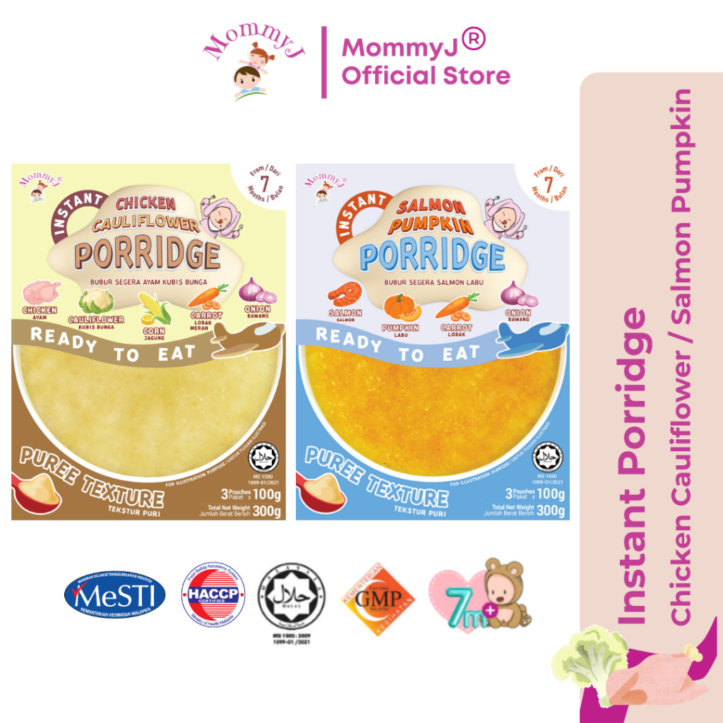 Halal MommyJ® Baby Instant Porridge 7m+ ( 3 Pouch x100g) | Bubur Segera ...