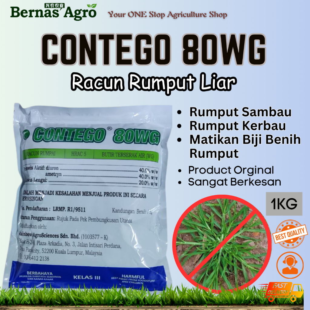 Rainbow Contego 80WG 1KG Racun Rumpai Sambau Sawit & Nanas Racun Rumput ...