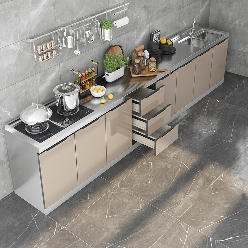Stainless Steel Kitchen Cabinet Integrated Countertop Cabinet Overall ...