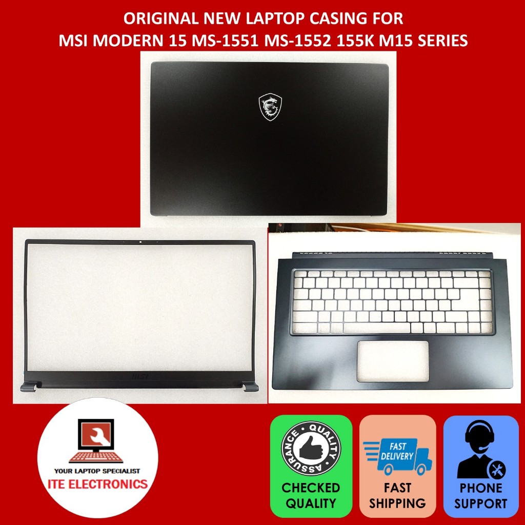 ORIGINAL MSI MODERN 15 MS-1551 MS1552 155K M15 SERIES LCD FRONT CASING ...