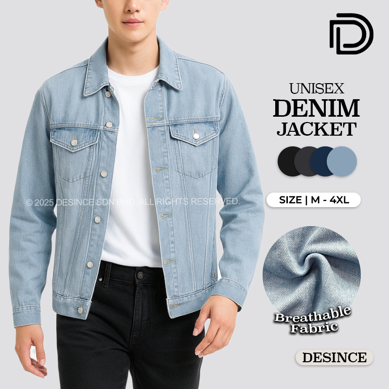 DESINCE Men Denim Jacket Casual Style Regular Fit Cutting Unisex Style ...