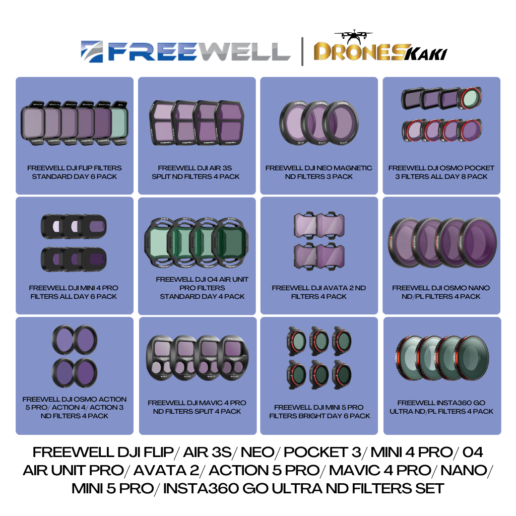 Freewell DJI Flip/ Air 3S/ Pocket 3/ Avata 2/ Action 5 Pro/ Mavic 4 pro ...