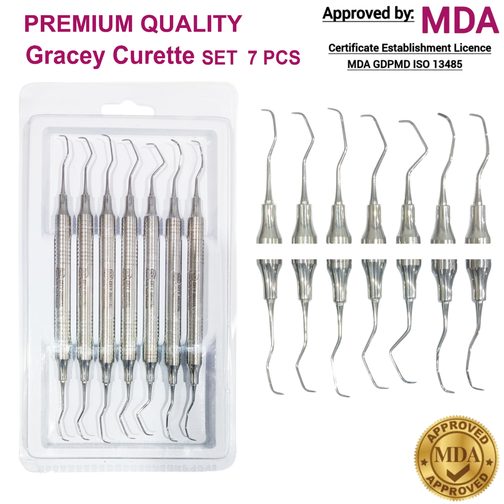 Gracey Curettes Set of 7 PCS Kit Hollow Handle Periodontal Bone ...