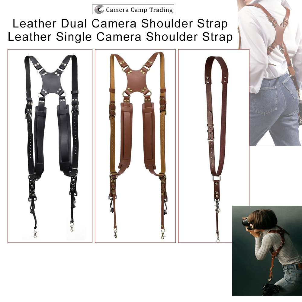 Camera Strap Double & Single Leather Camera Shoulder Strap Adjustable ...