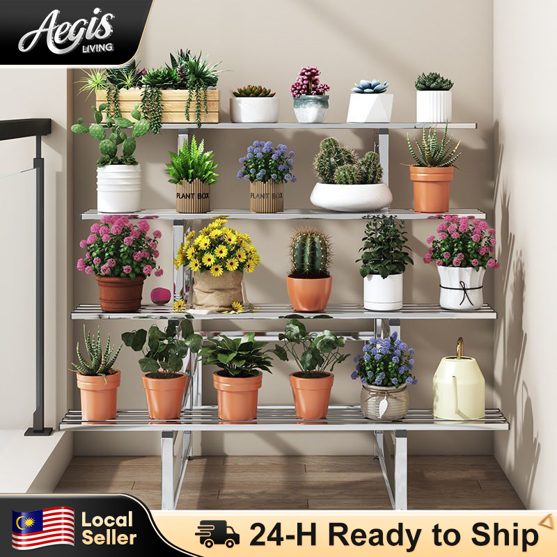 Stainless Steel Stand Flower Stand Flower Pot Stand Garden Rack Ladder ...