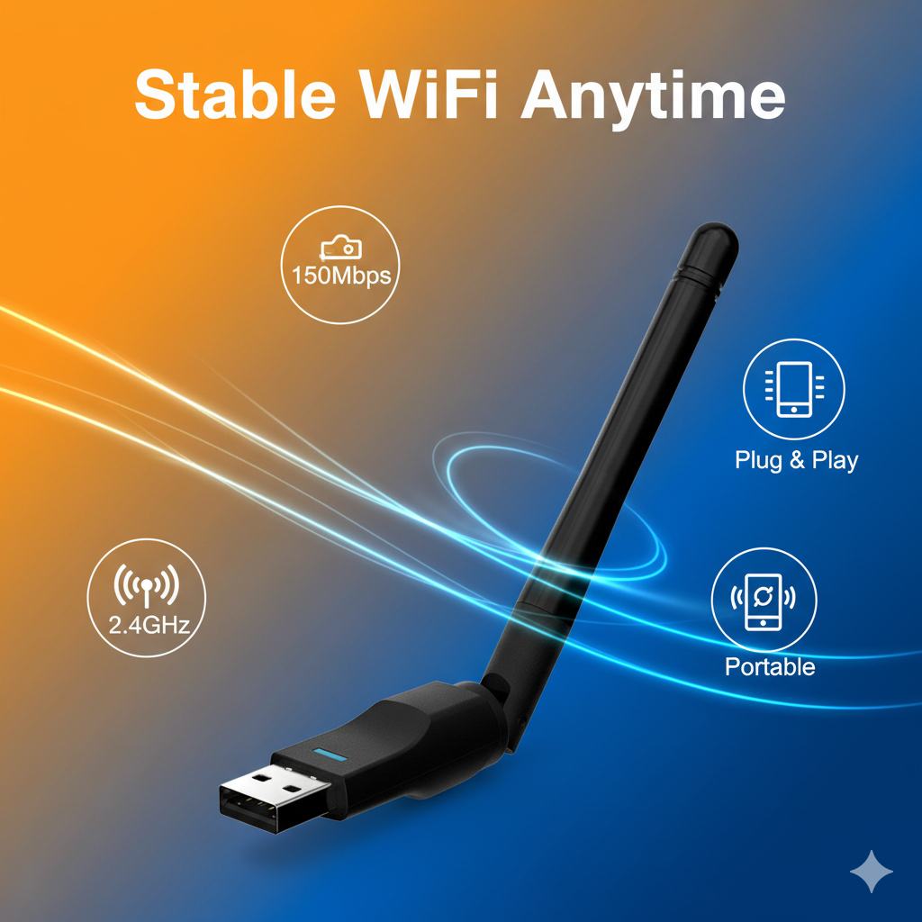 USB WiFi Adapter 150Mbps Plug & Play Mini Dongle PC Laptop Wireless ...