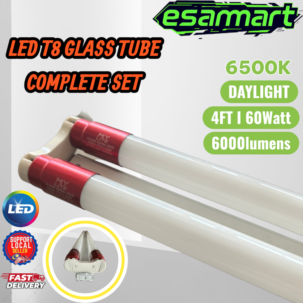 (Full Set) T8 LED Light Tube Set 23W/38W/50W/60W Daylight Tube With ...