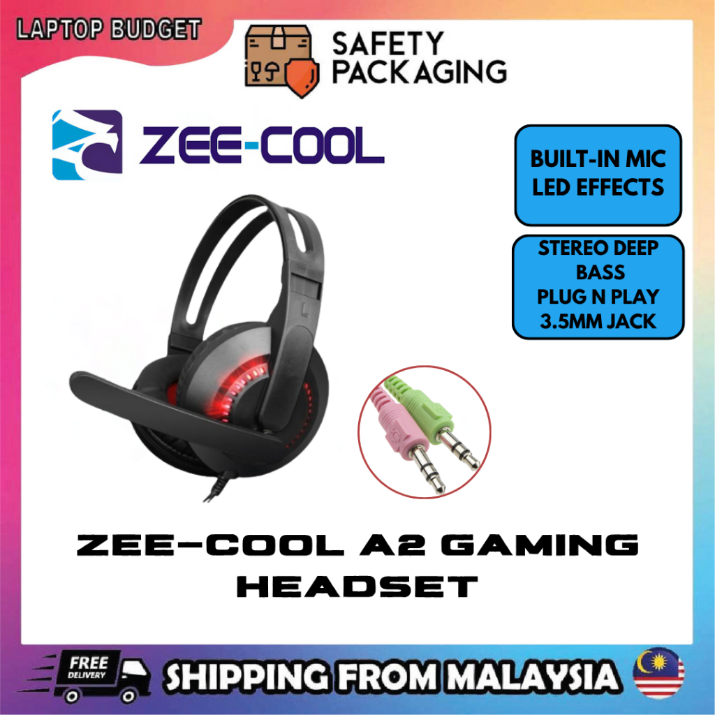 HEADPHONE GAMING ZEE-COOL A2 GAMING HEADSET PC CPU COMPUTER | Shopee ...