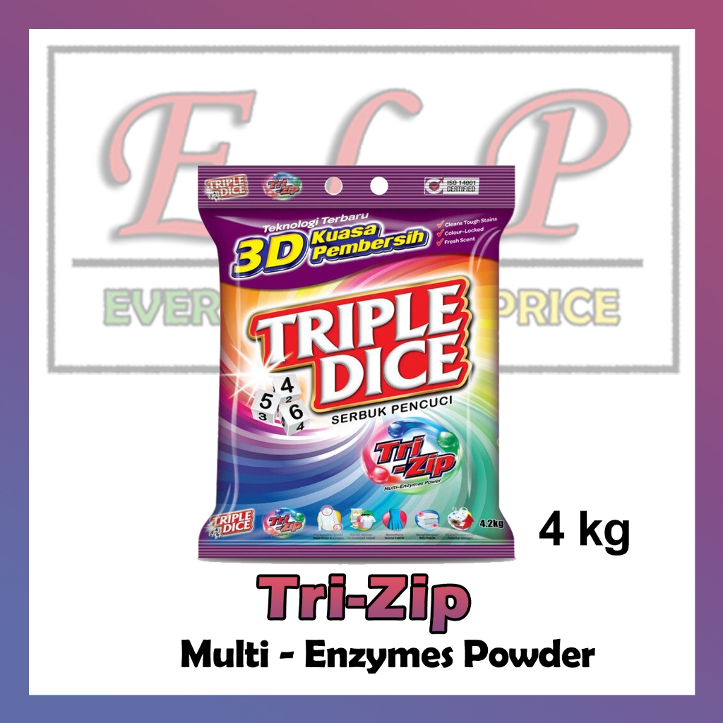 📣Daily Sales📣TRIPLE DICE DETERGENT POWDER TRI-ZIP 4KG | Shopee Malaysia