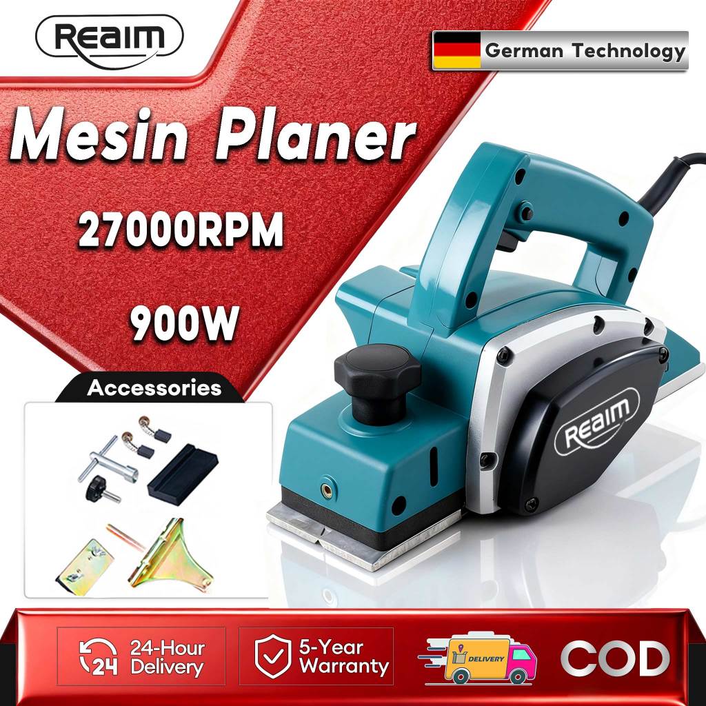 REAIM Electric Planer 900W Woodworking Tool Depth Adjustment Guide ...