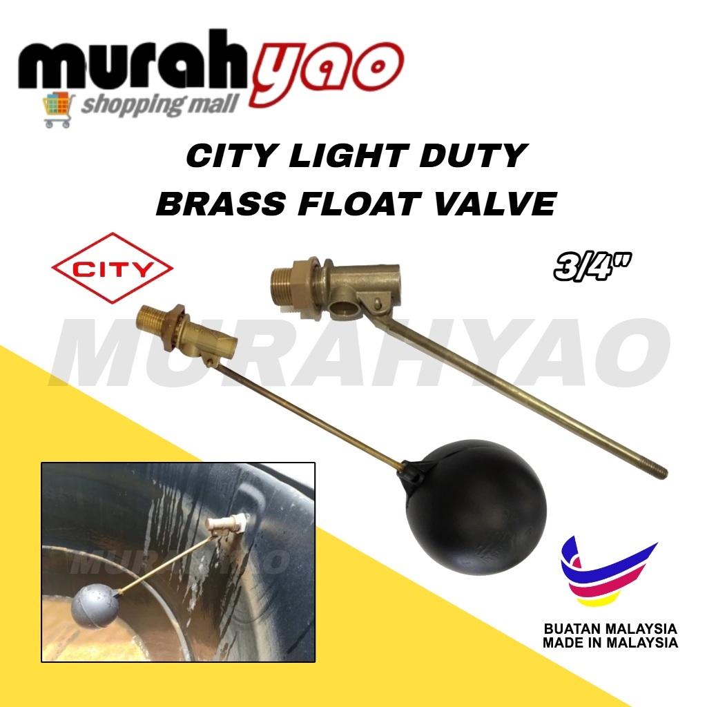City 3/4" Light Duty Brass Float Valve/Batang Bola tangki Tambaga ...