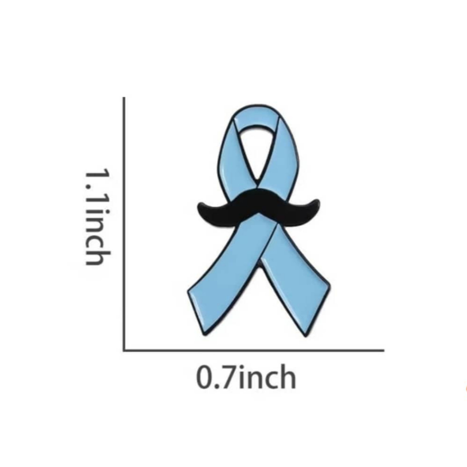 Movember Awareness Ribbon Pin Prostate Cancer Blue Ribbon Pin Mustache ...