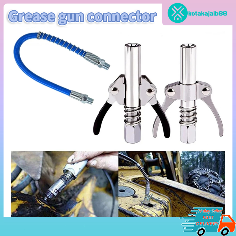 High Pressure Grease Gun 10000PSI Double Handle Quick Lock Coupler Leak ...