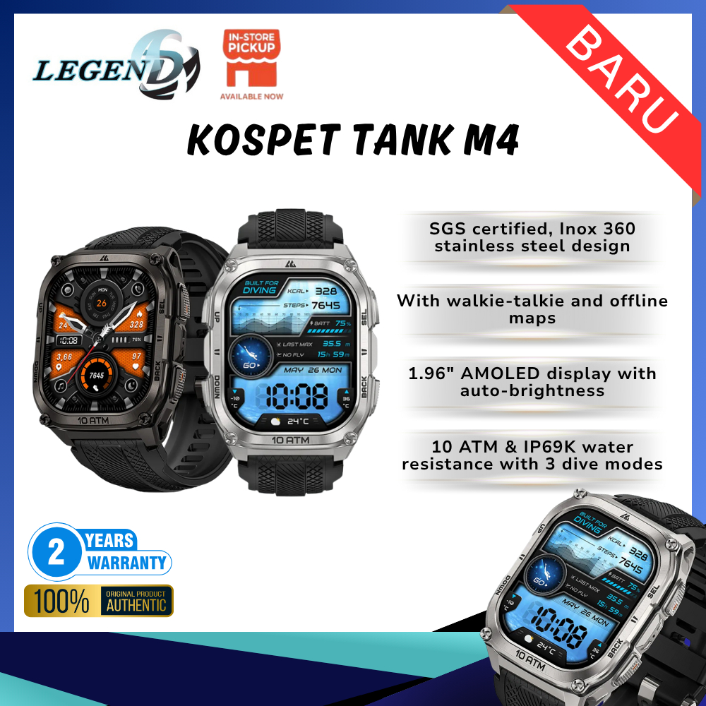 KOSPET TANK M4 Original Smartwatch | 1.96" AMOLED | Offline Maps | 10 ...