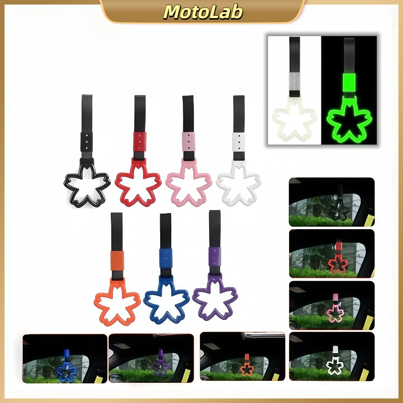 JDM Cherry Blossom Hanging Ring Car Tow Strap Pull Ring Static Belt ...