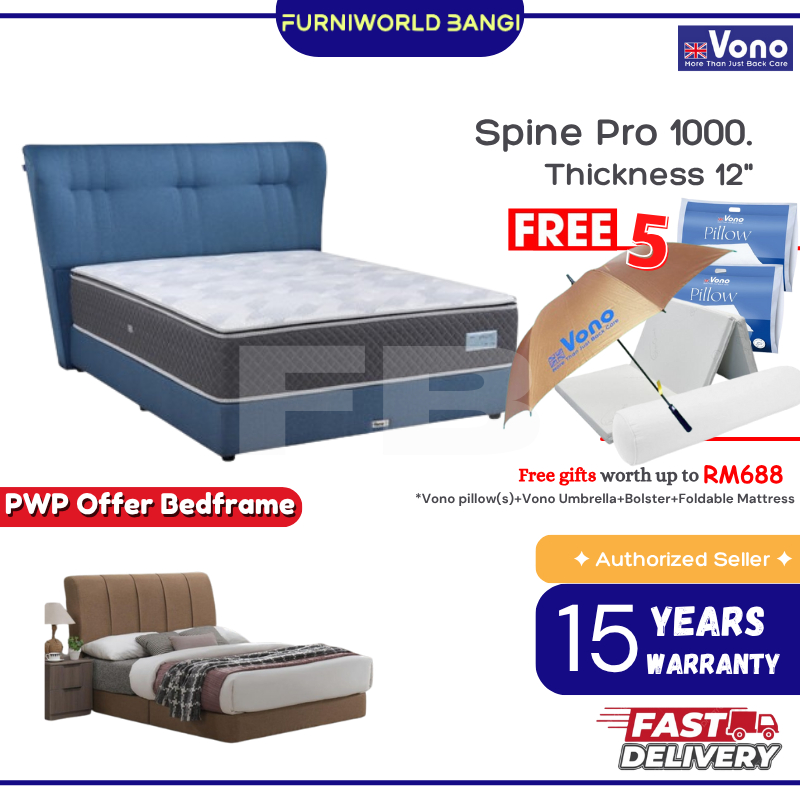 Vono SpinePro 1000 Mattress 12 Inches Tilam 床垫 15 Years Warranty Vono ...