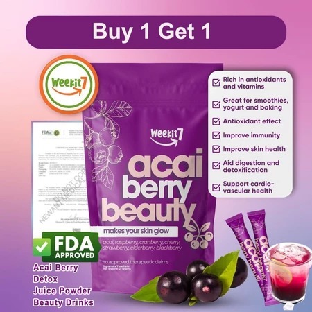 Weekit7 Acai Berry Powder FDA Organic Beauty Juice Anti-Aging Detox ...