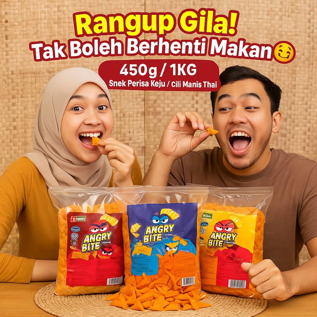 D-Jack-Angry Bite Halal Cone Snacks Berat 1KG / 450G - Manis Pedas Thai ...