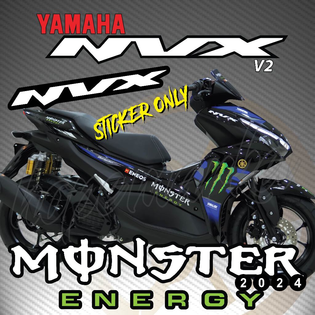STRIPE MOTOR YAMAHA NVX / AEROX 155 V2 MON STER ENERGY 2024 CUSTOM BODY ...