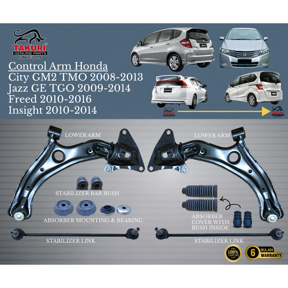 Takuri Lower Arm Control Arm Set for Honda City GM2 TMO FREED INSIGHT ...
