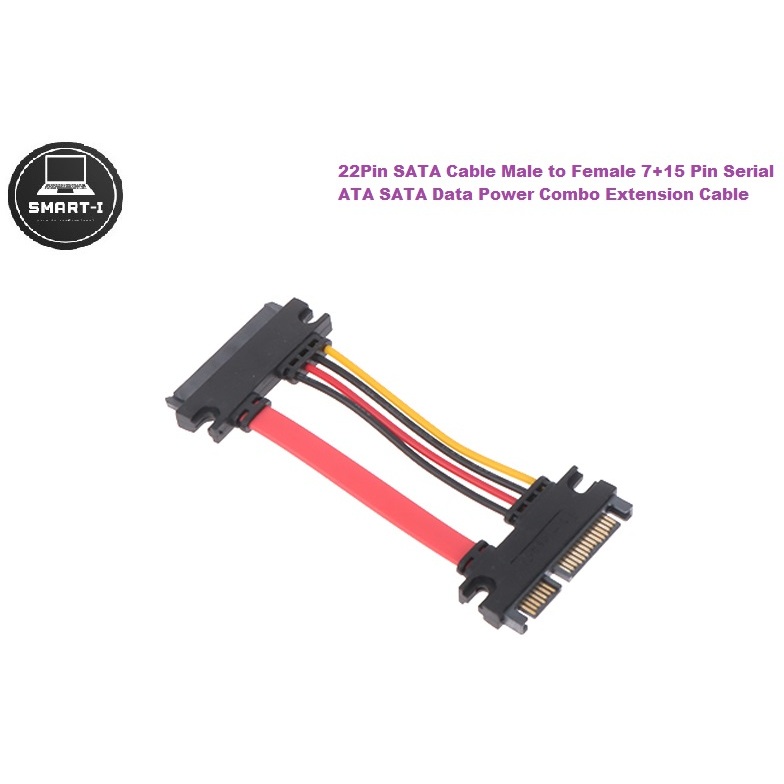 22Pin SATA Cable Male to Female 7+15 Pin Serial ATA SATA Data Power ...