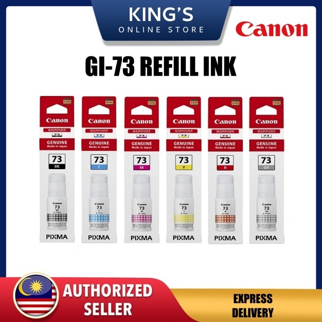 CANON ORIGINAL GI-73 INK TANK BOTTLE [ BLACK CYAN MAGENTA YELLOW GREY ...