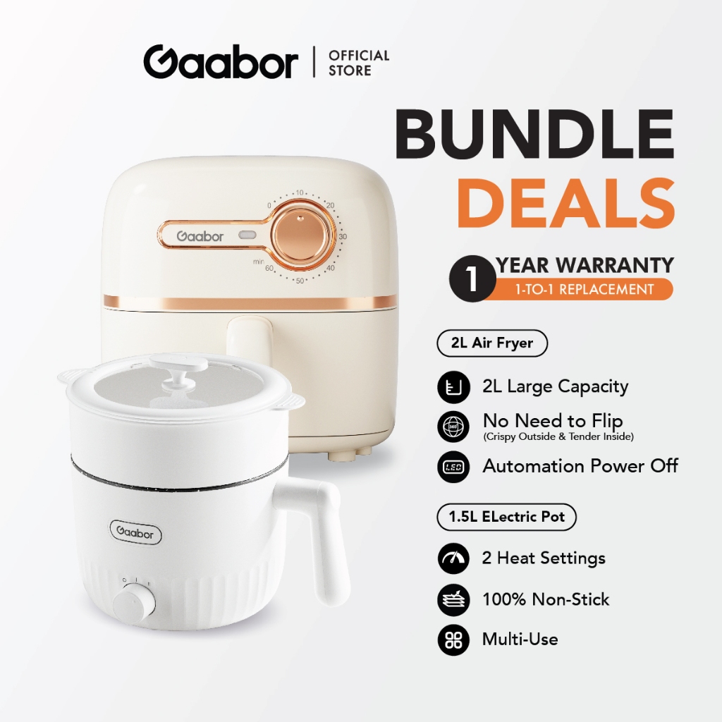 Gaabor Flash Deal Bundle 2L Mini Air Fryer AF20M-YE01A and 1.5L ...