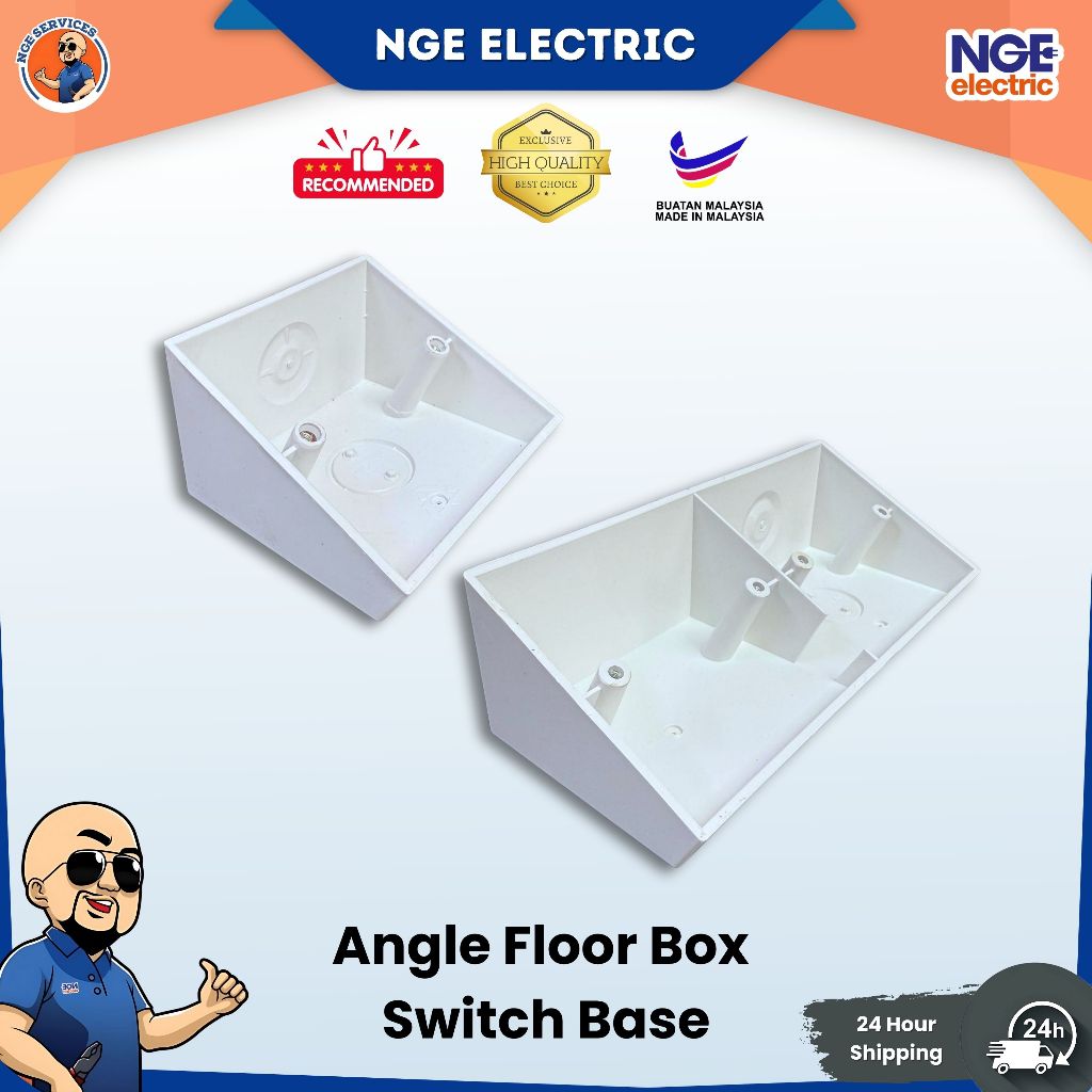 PVC | PVC Angle Floor Surface Box Plastic Mounting Switch Base Kotak ...