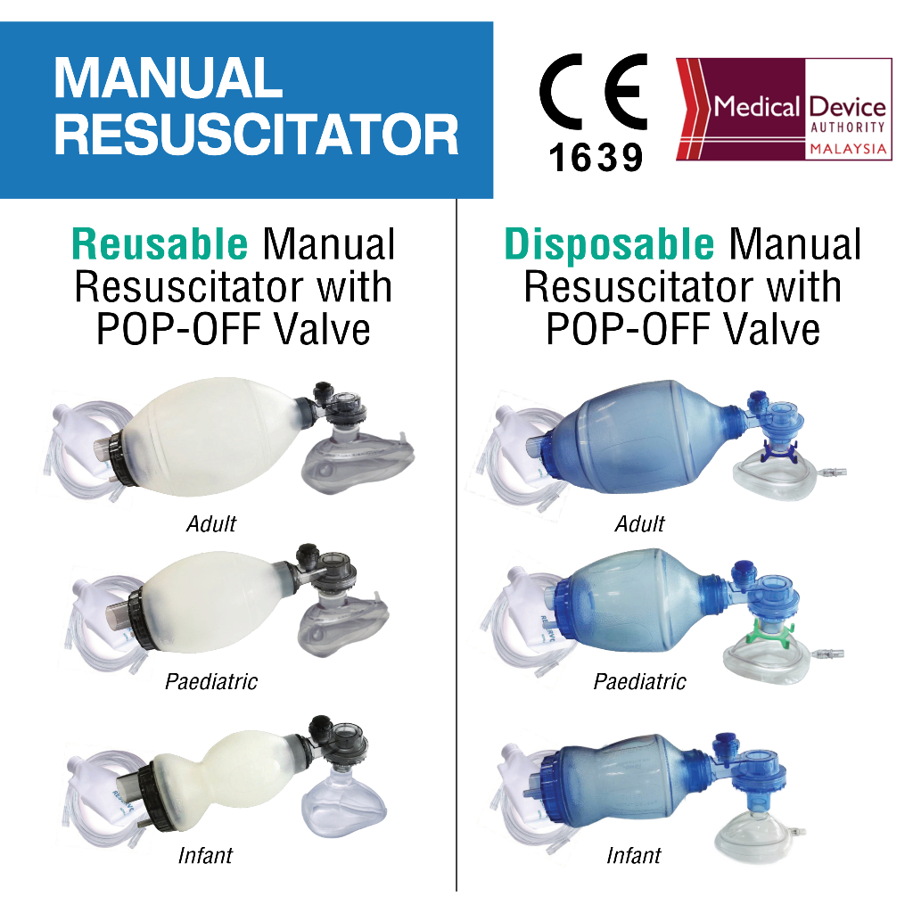 Reusable and Disposable Manual Resuscitator with POP-OFF Valve | Shopee ...