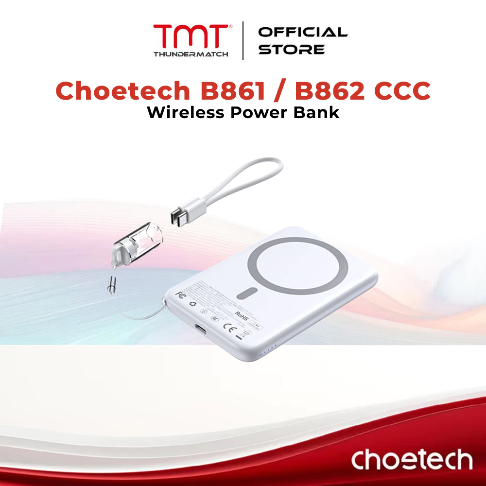 Choetech B861 / B862 CCC Wireless Power Bank with Built-in Cable ...