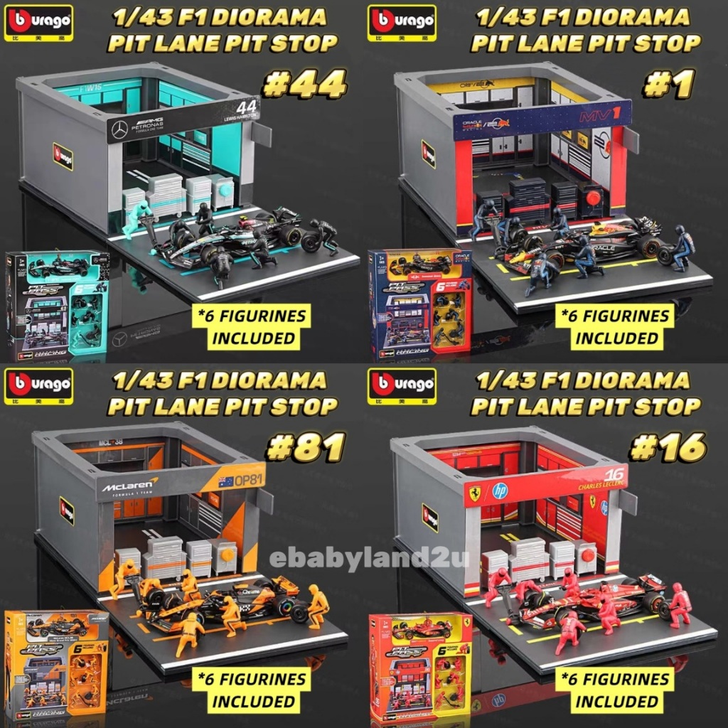 Bburago 1:43 F1 Pit Lane Pit Stop Mercedes AMG W15 Mclaren MCL39 ...
