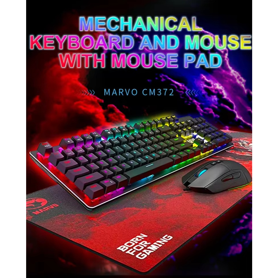 Marvo CM372 3 IN 1 MECHANICAL KEYBOARD AND MOUSE COMBO | Shopee Malaysia