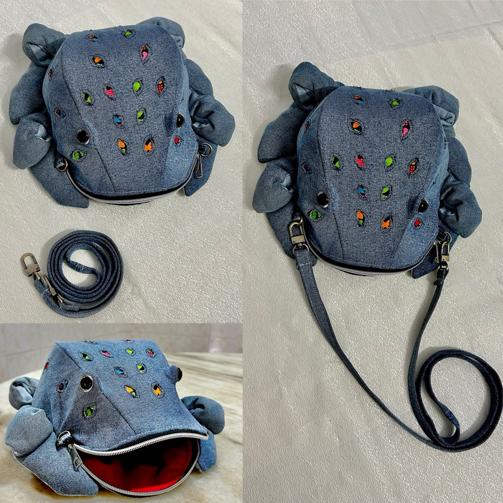 [Ready Stock] 🌿🐸 🐸🌿2-Ways Denim Toad Bag 🌿🐸🐸🌿 | Shopee Malaysia