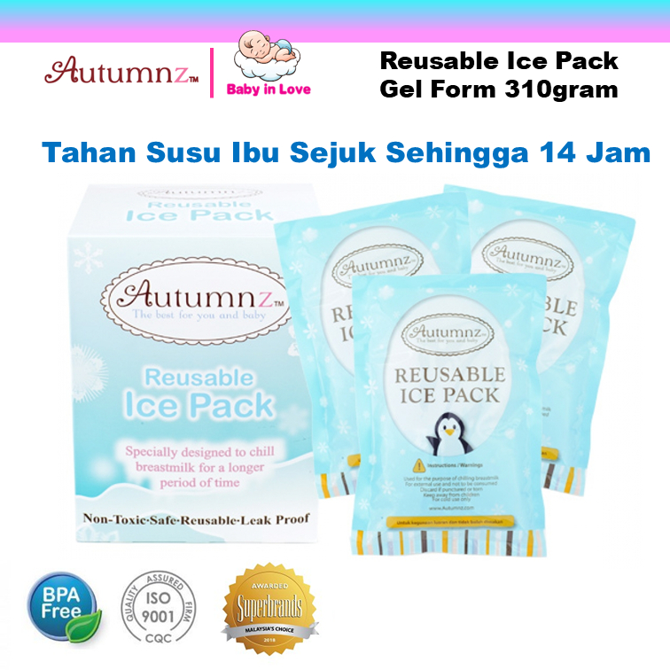 [Gel Form+ Tahan Sejuk 14 Jam] Autumnz Reusable Ice Pack 3pcs/Box ...