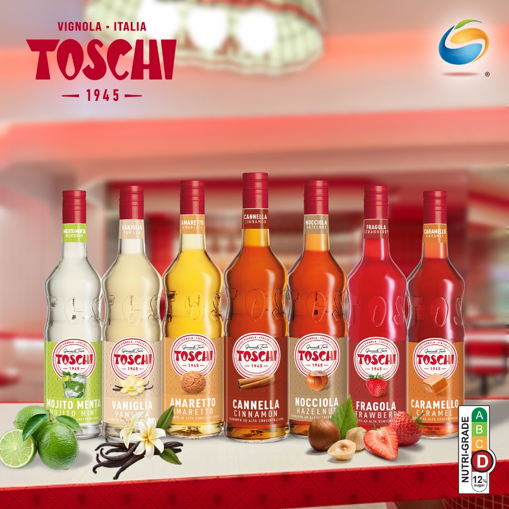 TOSCHI Syrups for Coffee and Other Beverages 1L (Almond, Caramel ...