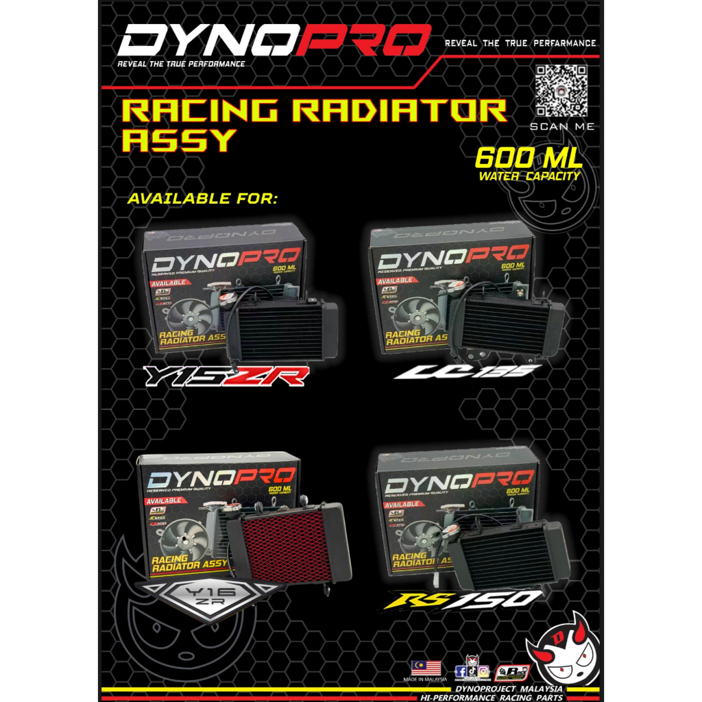 Radiator (DYNOPRO) Tank Besar 600ML Siap Kipas Free Thermo Meter LED ...