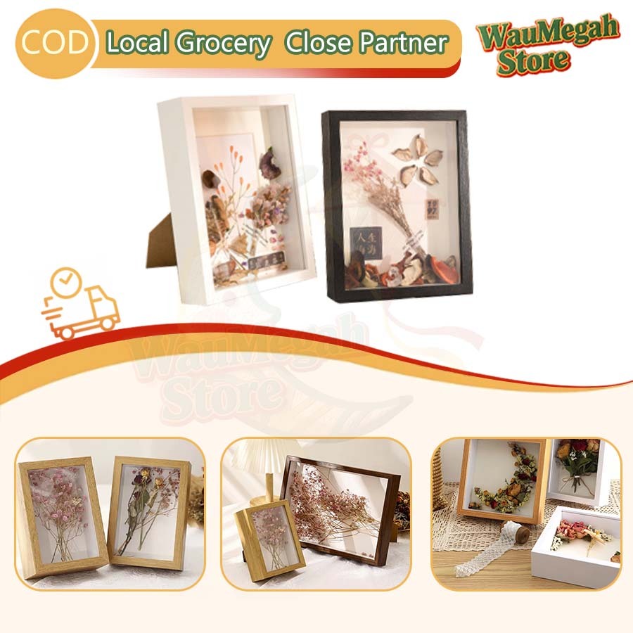 3D Wooden Hollow Frame DIY Handcraft Decoration Transparent Dried ...