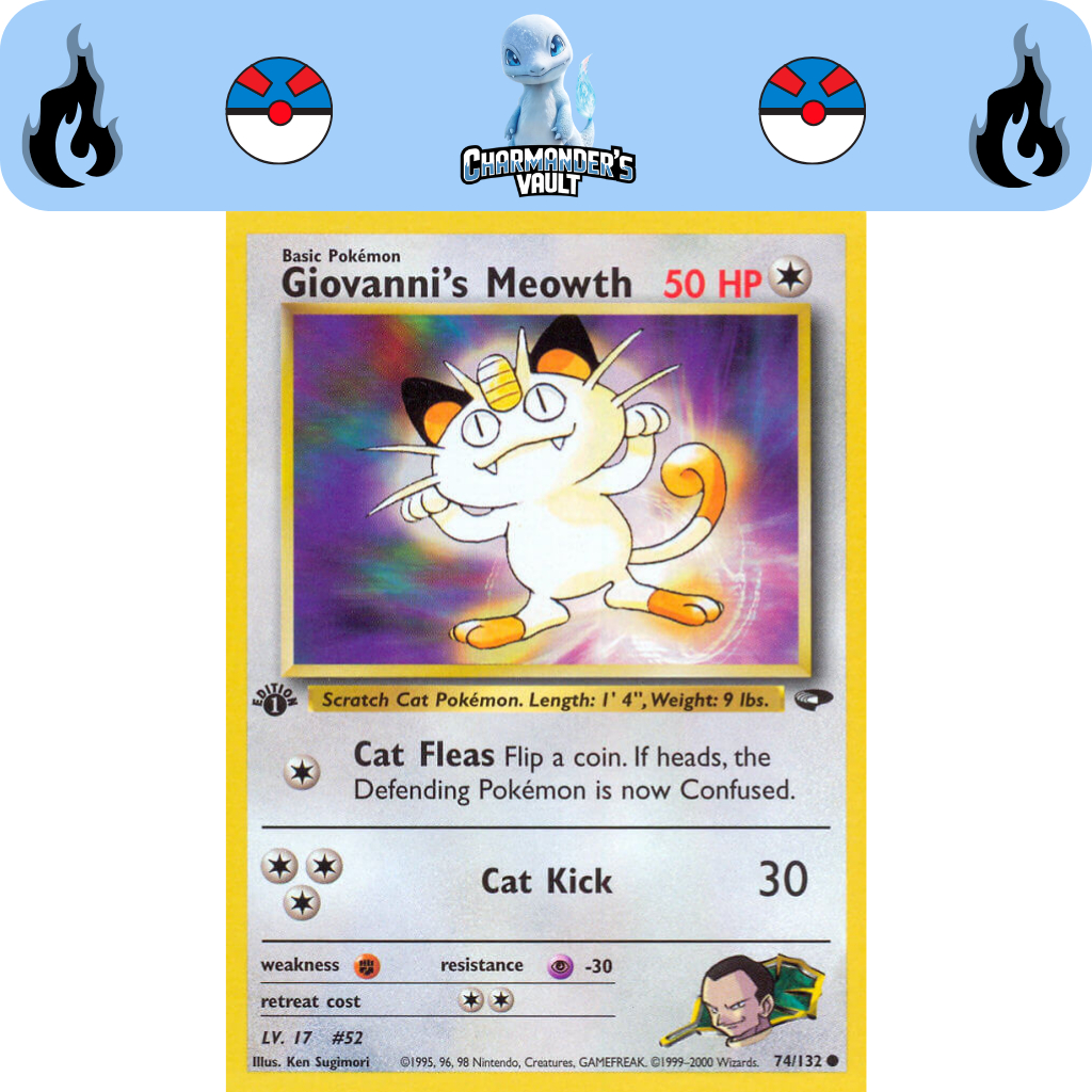 Giovanni's Meowth #074/132 Gym Challenge Vintage 2000 Pokémon TCG ...