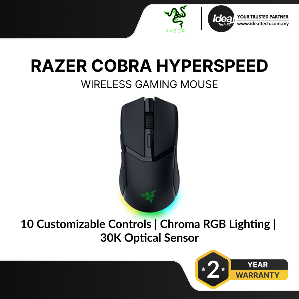 RAZER COBRA HYPERSPEED WIRELESS GAMING MOUSE | 10 CUSTOMIZABLE CONTROLS ...