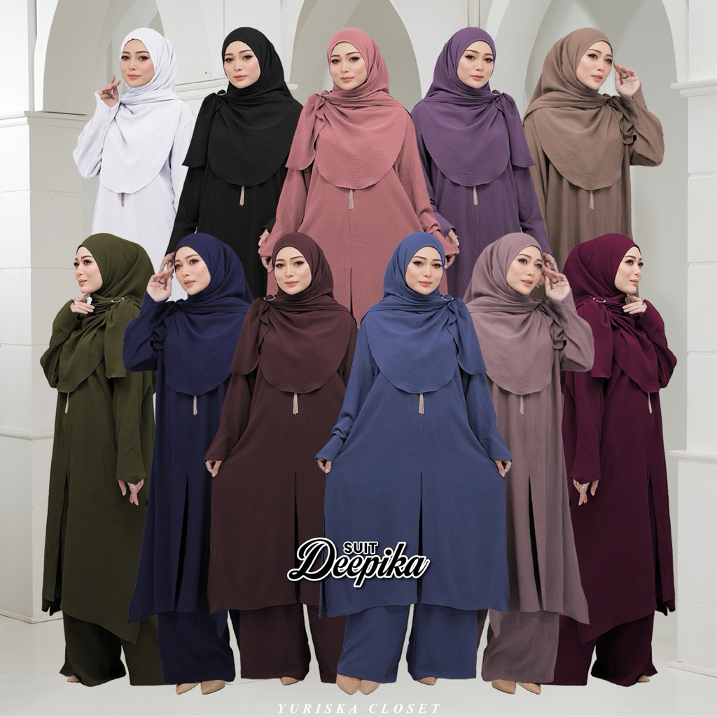 Suit Muslimah Set Seluar Tudung Baju Set Seluar Jubah Abaya Muslimah ...