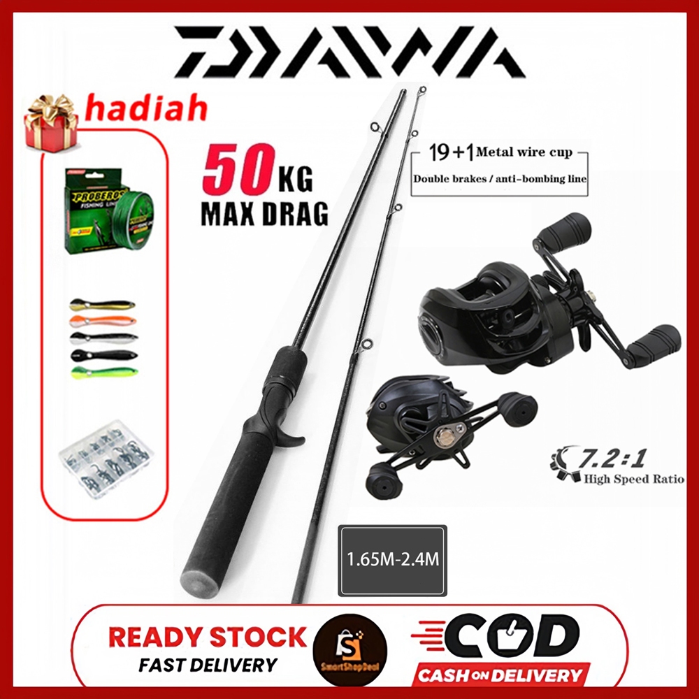 NEW DAIWA Fishing Full Set Casting Fishing Rod 1 set casting 1 set ...